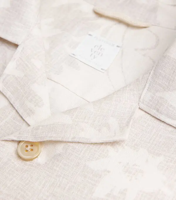 Eleventy Linen Printed Bowling Overshirt