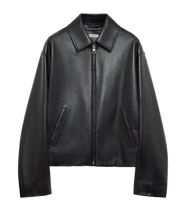 Loewe Nappa Lambskin Spread Collar Jacket - Black