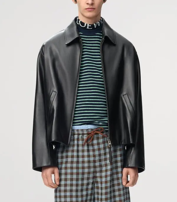 Loewe Nappa Lambskin Spread Collar Jacket - Black