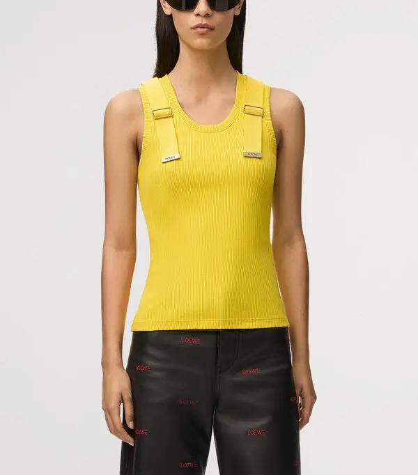Loewe Embellished Tank Top With Webbing Straps - Yellow