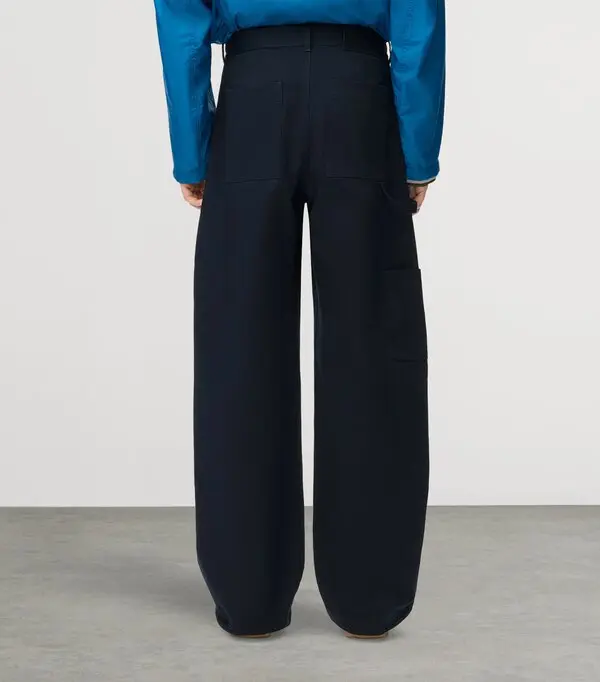 Loewe Garment-dyed Cotton Twill Trousers - Navy