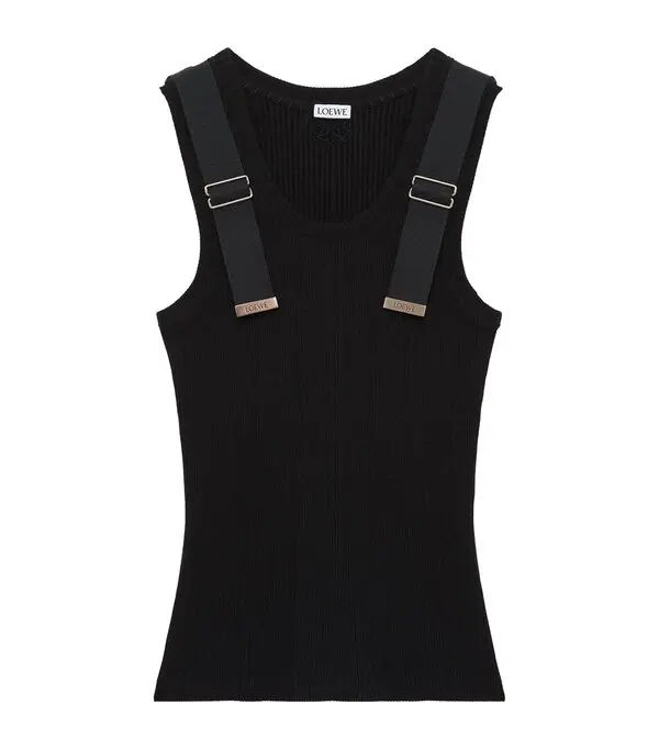 Loewe Embellished Ribbed Tank Top - Black