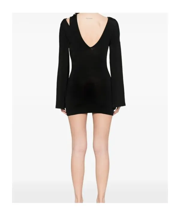 AYA MUSE V-neck Mini Dress With Long Sleeves And Open Back