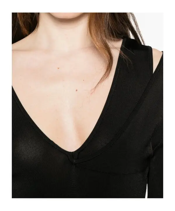 AYA MUSE V-neck Mini Dress With Long Sleeves And Open Back