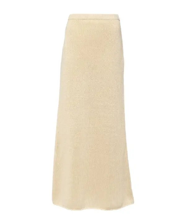 THE ROW Fumaia Knitted Silk Maxi Skirt - Bisque
