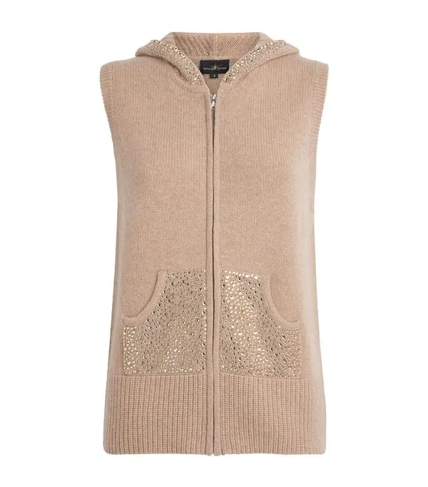 WILLIAM SHARP Cashmere Gilet With Crystal Embellishments - Brown