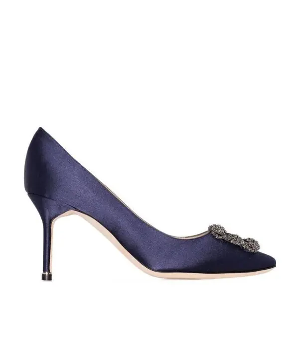 Manolo Blahnik Embellished Satin Pumps - Blue