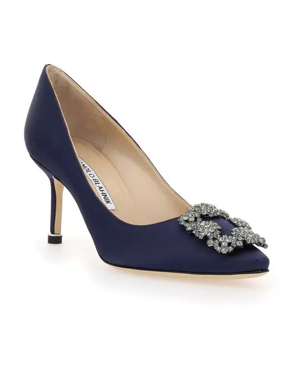 Manolo Blahnik Embellished Satin Pumps