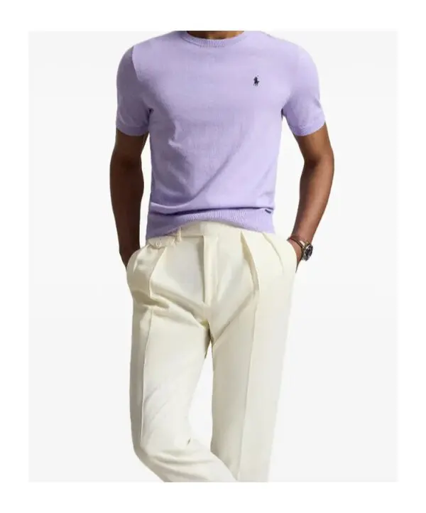 Polo Ralph Lauren Fine-knit Short-sleeve Sweater With Embroidered Pony