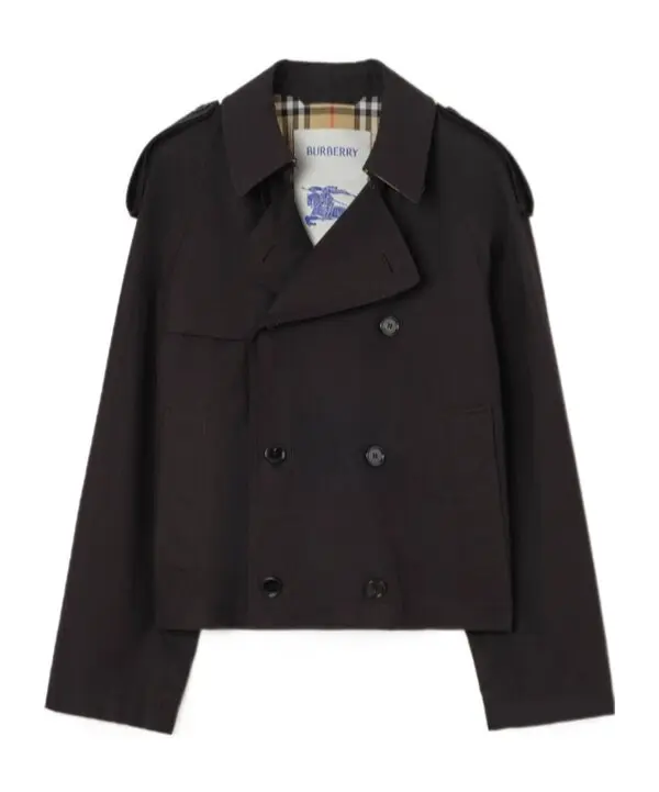 Burberry Cropped Tropical Gabardine Leadenham Trench Coat - Black