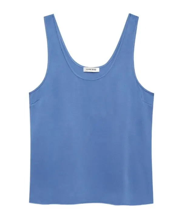 ANINE BING Lea Silk Scoop-neck Top