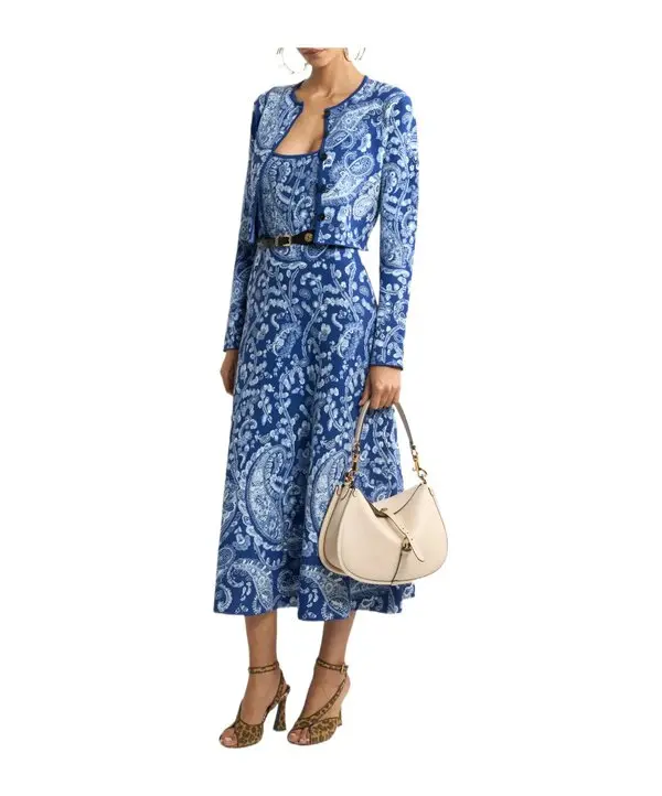 Etro Jacquard Midi Dress With Floral Paisley Motif