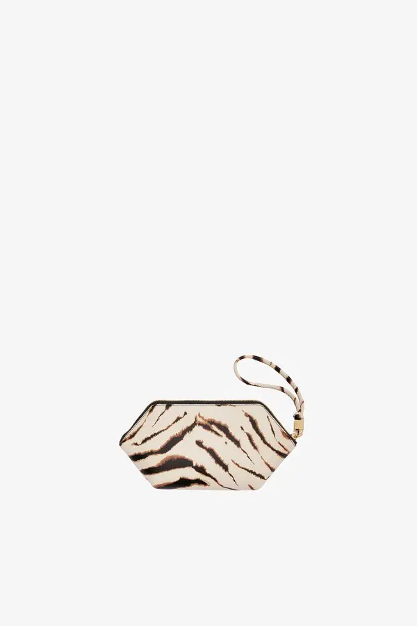 GANNI Zebra Print Pouch - Egret