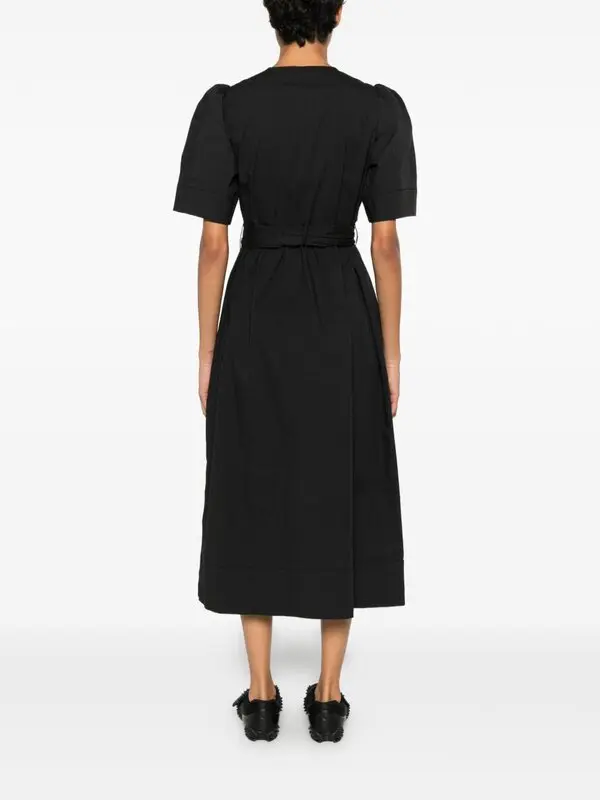 GANNI Stretch Tie Strap Midi Dress - Black
