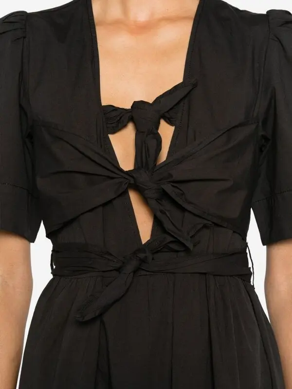 GANNI Stretch Tie Strap Midi Dress - Black