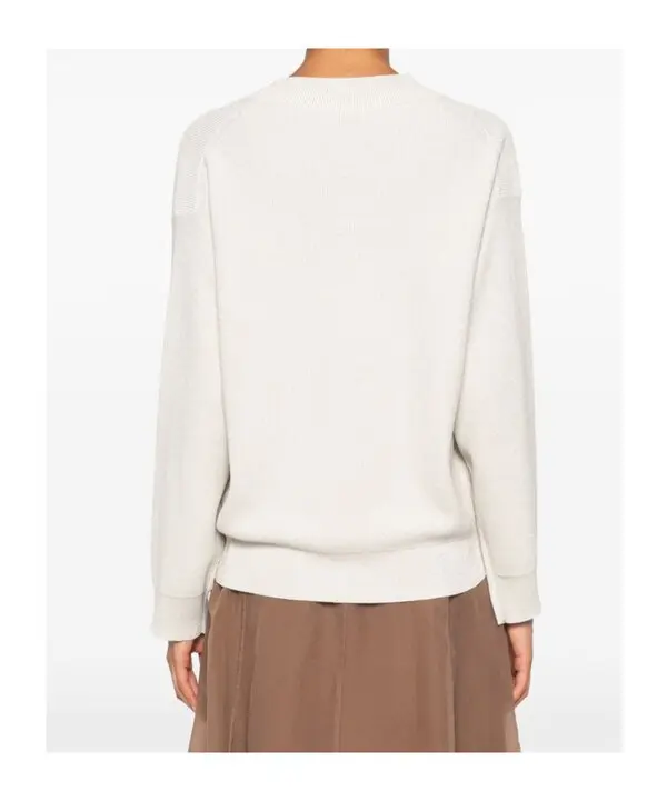 Brunello Cucinelli Long Sleeve V-neck Sweater - Beige