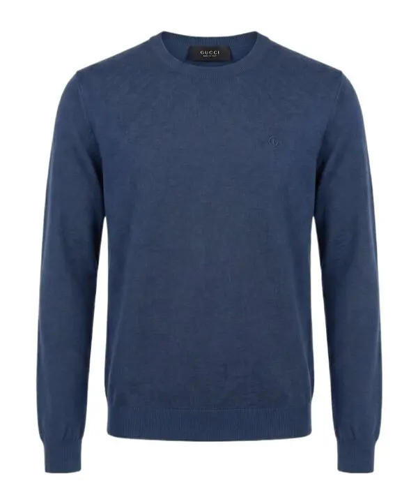 Gucci Roundneck Sweater With Ribbed Cuffs And Hem - Intense Ink/mix