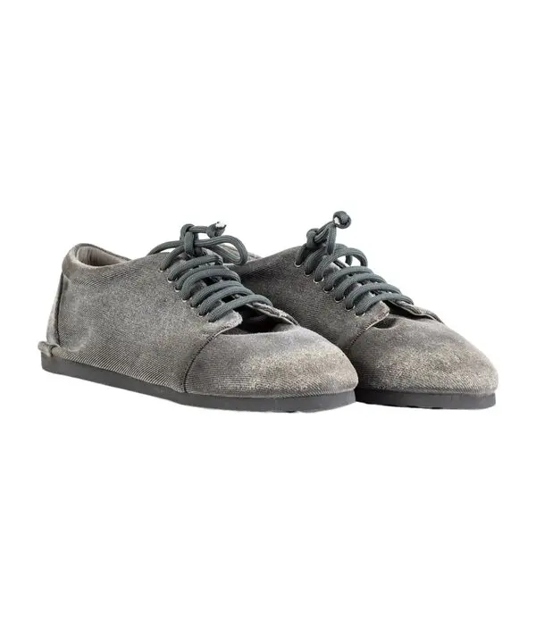 Marsèll Lace-up Casual Denim Flat Shoes - Black