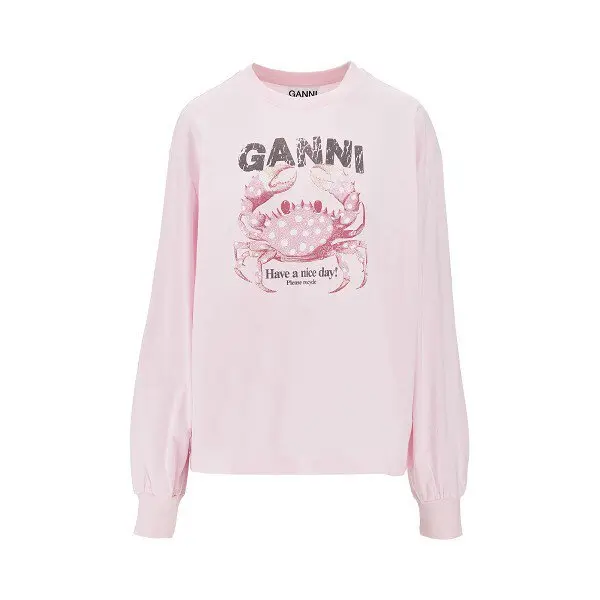 GANNI Graphic Print Sweatshirt - Pink