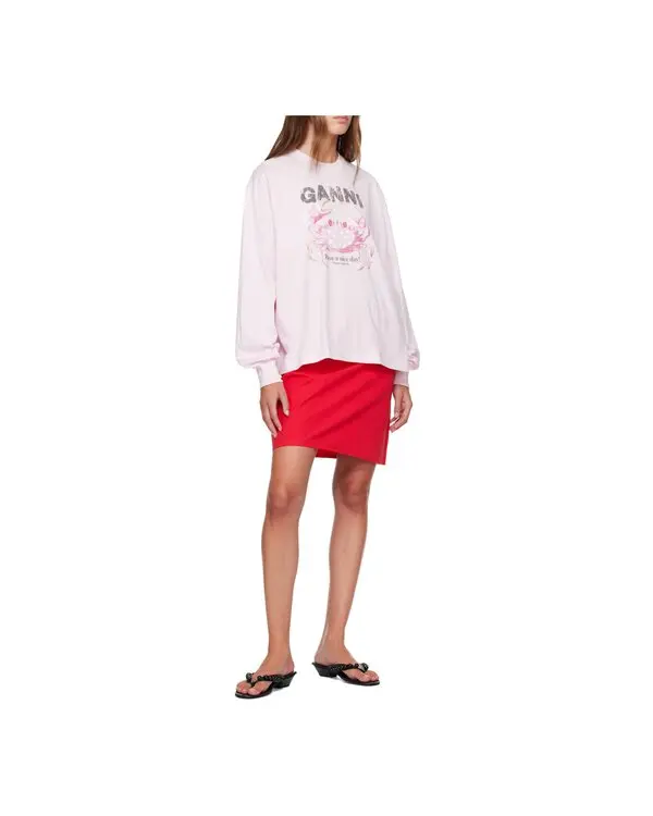 GANNI Graphic Print Sweatshirt - Pink