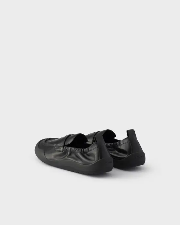 Prada Round Toe Loafers With Rubber Sole