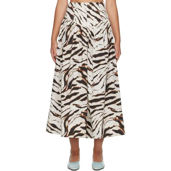 GANNI Printed Midi Skirt