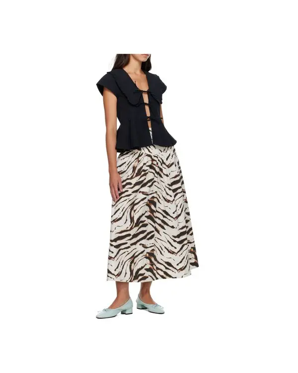 GANNI Printed Midi Skirt