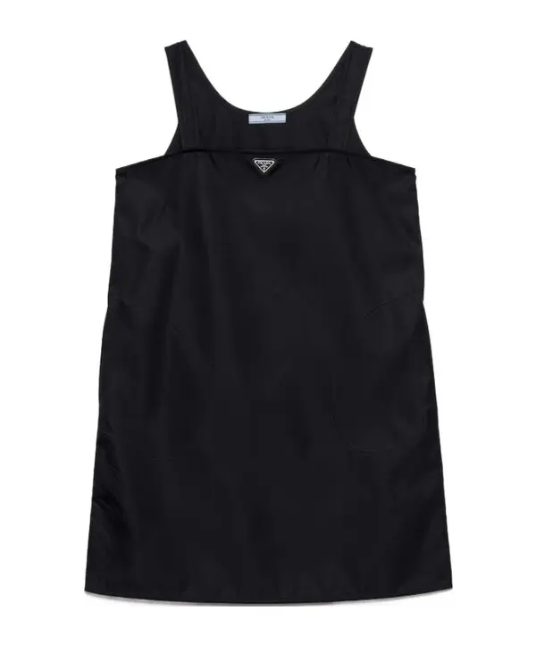 Prada Re-nylon Sleeveless Mini Dress With Logo Detail - Black