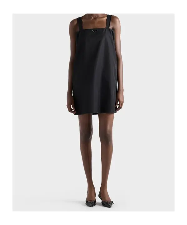 Prada Re-nylon Sleeveless Mini Dress With Logo Detail