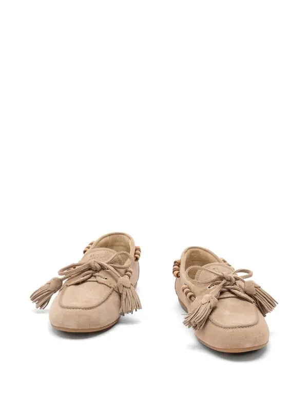 Miu Miu Round Toe Loafers With Tassel Detail