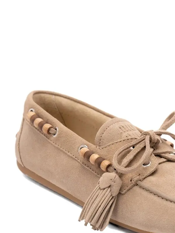 Miu Miu Round Toe Loafers With Tassel Detail