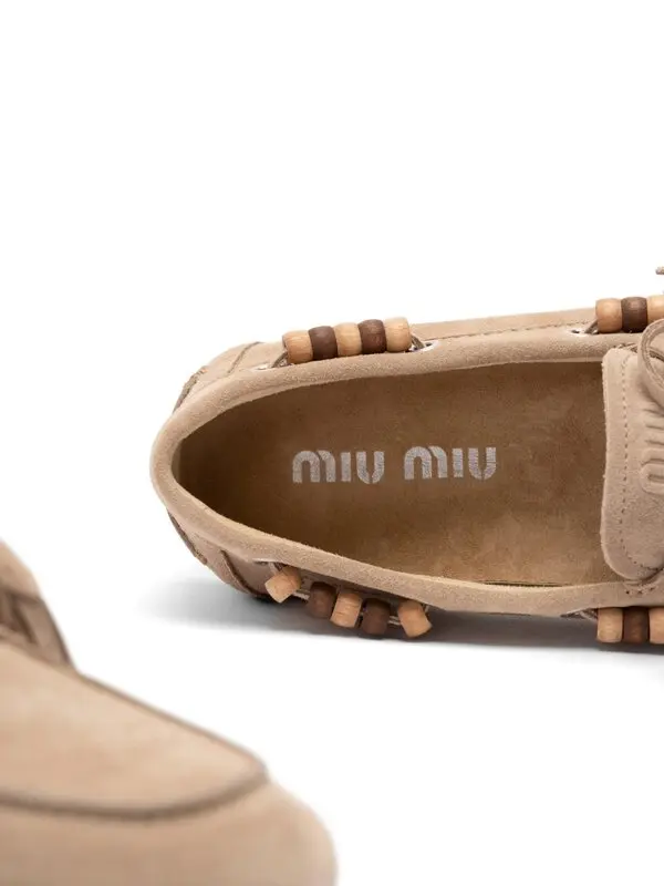 Miu Miu Round Toe Loafers With Tassel Detail