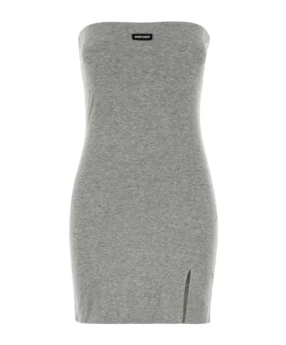 Miu Miu Sleeveless Dress With Side Slit - Grey