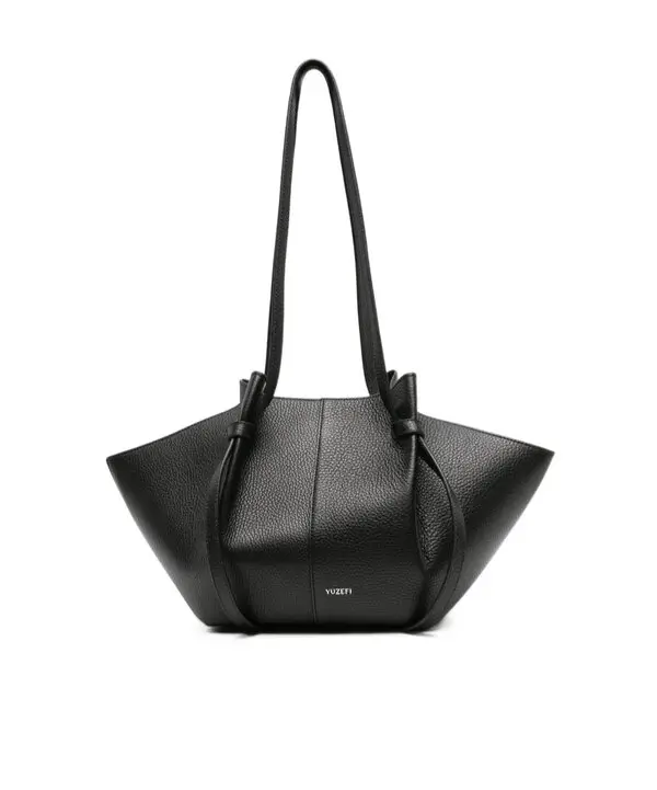 Yuzefi Calf Leather Top Handle Tote Bag - Black
