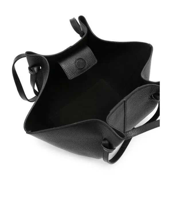 Yuzefi Calf Leather Top Handle Tote Bag - Black