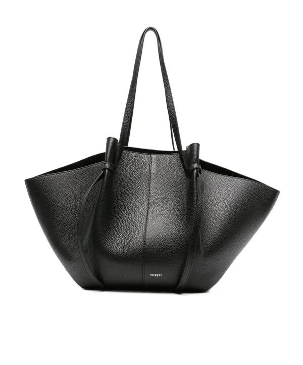 Yuzefi Double-handled Textured Leather Handbag - Black