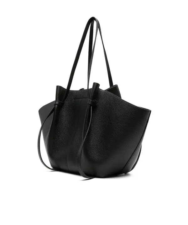 Yuzefi Double-handled Textured Leather Handbag - Black