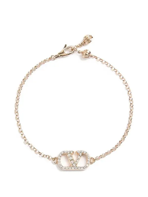 Valentino Garavani Vlogo Signature Bracelet With Swarovski Crystals - Metallic