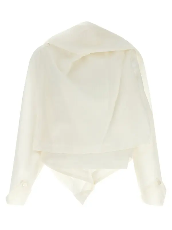 Issey Miyake Asymmetrical Draped Top - White