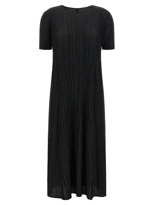 Issey Miyake Mellow Pleats Midi Dress - Black