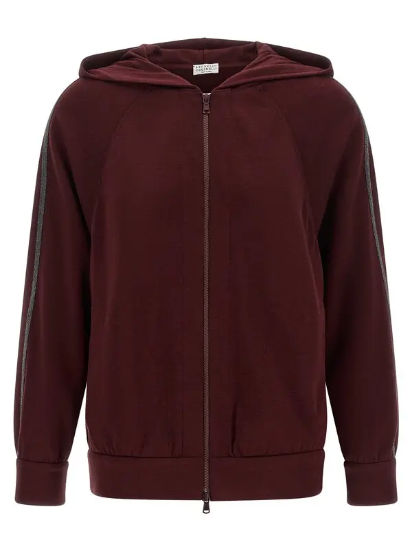 Brunello Cucinelli Cotton Blend Zip-up Hoodie With Monile Detail - Multicolor