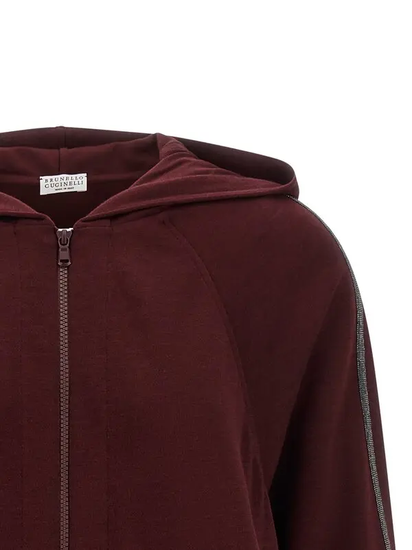 Brunello Cucinelli Cotton Blend Zip-up Hoodie With Monile Detail - Multicolor