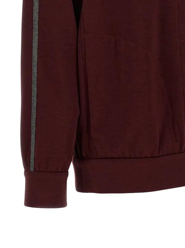 Brunello Cucinelli Cotton Blend Zip-up Hoodie With Monile Detail - Multicolor