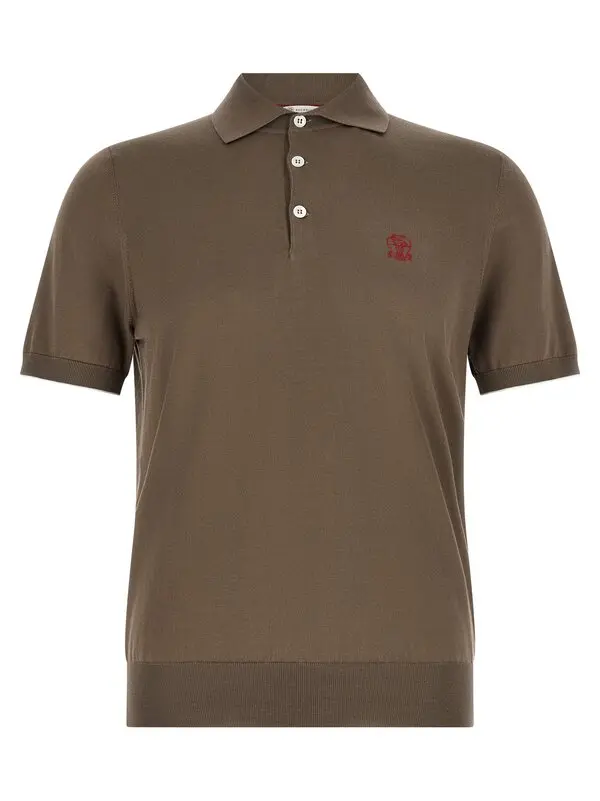Brunello Cucinelli Knitted Polo Shirt - Brown