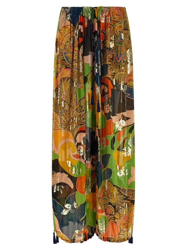 Etro Silk Pants With Paisley And Floral Print - Multicolor
