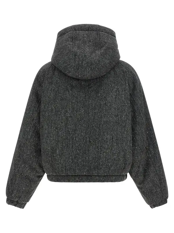 Brunello Cucinelli Donegal Tweed Down Jacket With Shiny Zipper Pull