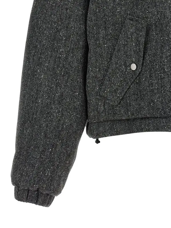 Brunello Cucinelli Donegal Tweed Down Jacket With Shiny Zipper Pull