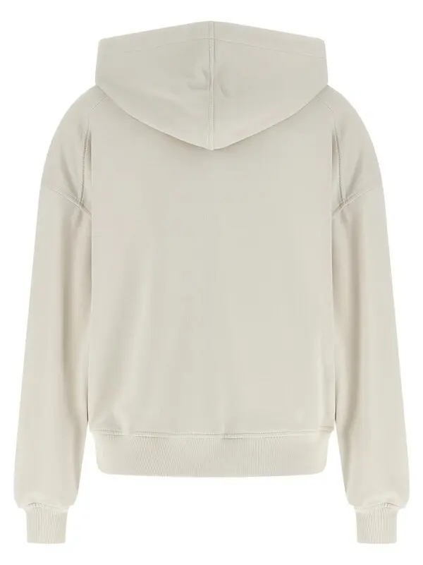 Brunello Cucinelli Fleece Zip-up Hoodie With Leather Puller - Cream