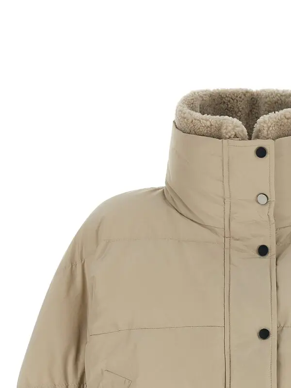 Brunello Cucinelli Quilted Down Jacket With Sheepskin Collar