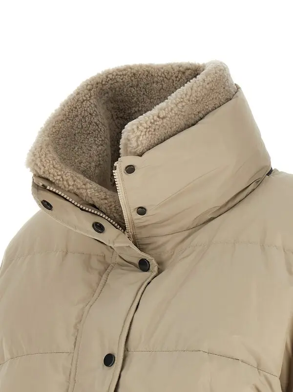 Brunello Cucinelli Quilted Down Jacket With Sheepskin Collar